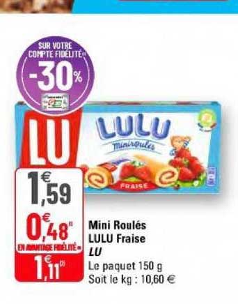 Promo Mini Roulés Lulu Fraise Lu chez G20 - iCatalogue.fr