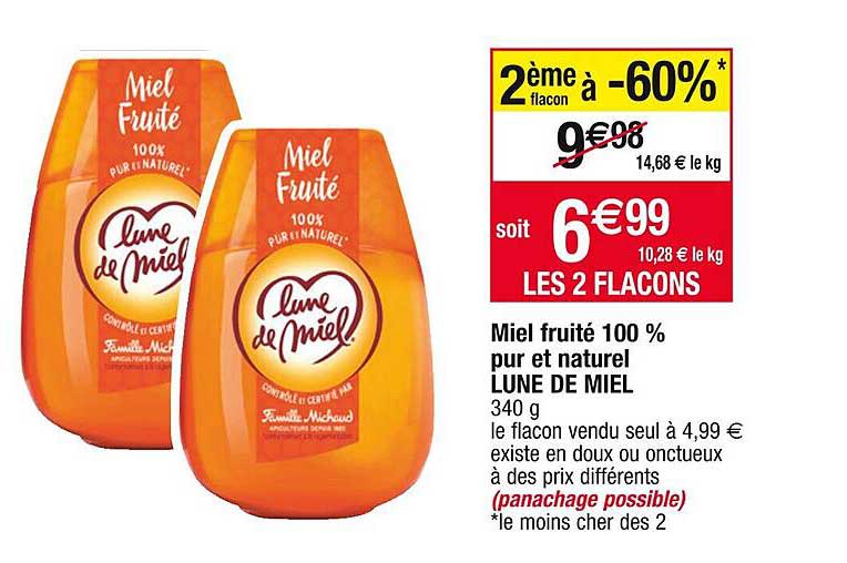 Promo Miel Fruité 100% Pur Et Naturel Lune De Miel chez Cora ...