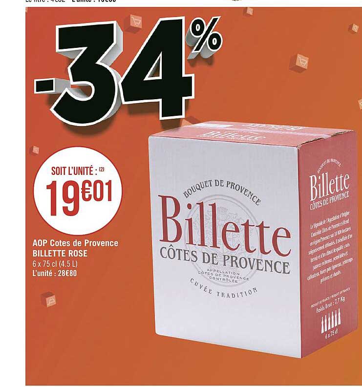 Promo Aop Côtes De Provence Billette Rose chez Géant Casino - iCatalogue.fr