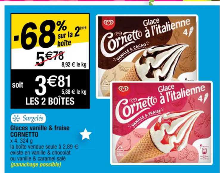 Promo Glaces Vanille & Fraise Cornetto chez Cora - iCatalogue.fr