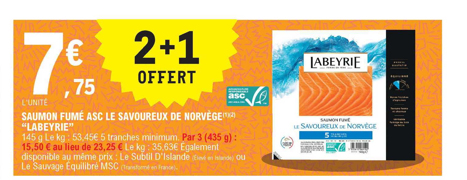 Promo Saumon Fumé Asc Le Savoureux De Norvège "labeyrie" chez E.Leclerc ...