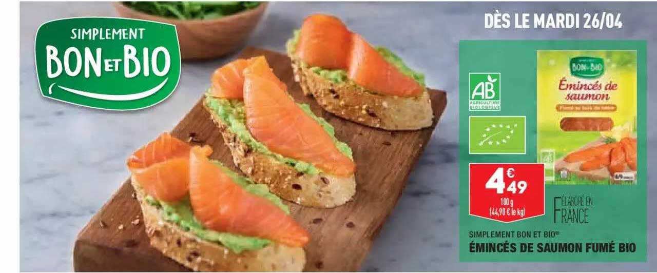 Promo émincés De Saumon Fumé Bio Bio Simplement Bon Et Bio chez Aldi - iCatalogue.fr