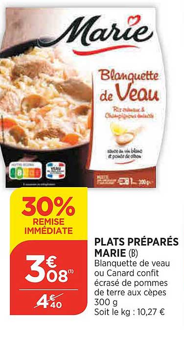 Offre Plats Préparés Marie chez Carrefour Market
