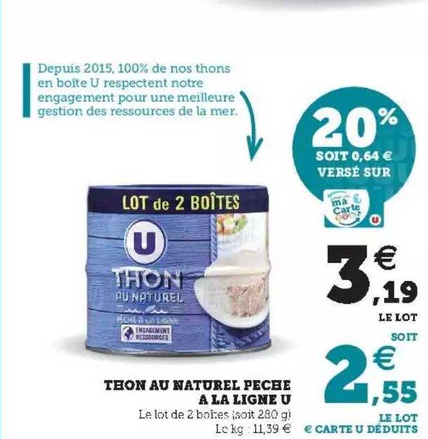 Promo Thon Au Naturel Pêche à La Ligne U chez Hyper U - iCatalogue.fr