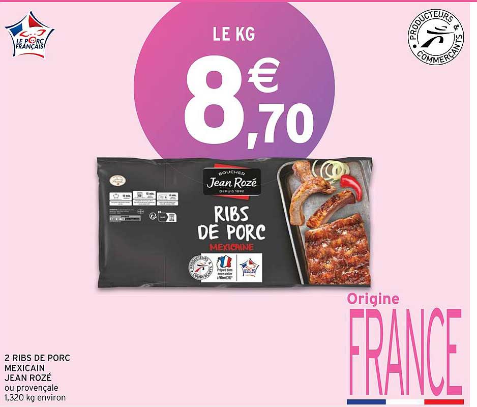 Promo 2 Ribs De Porc Mexicain Jean Rozé chez Intermarché - iCatalogue.fr
