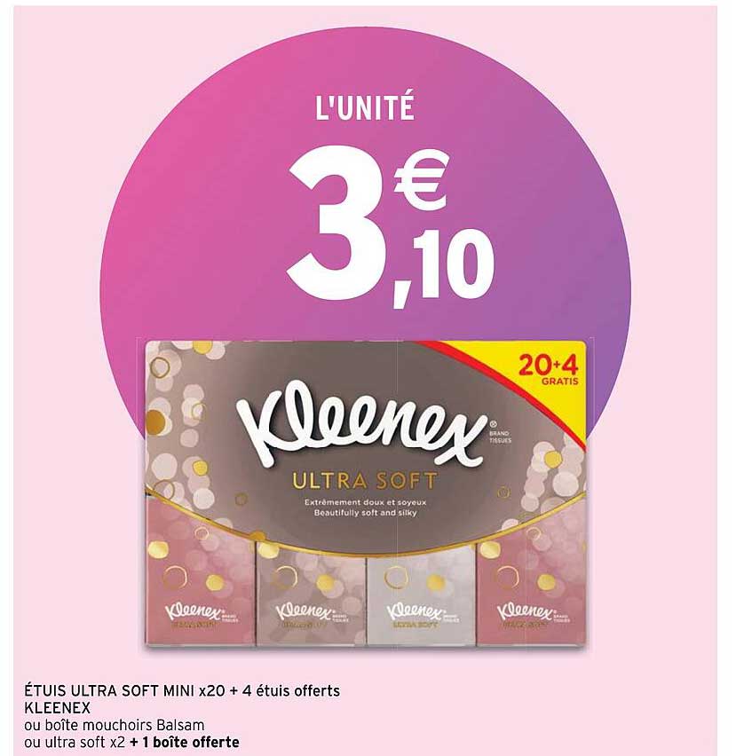 Promo étuis Ultra Soft Mini Kleenex chez Intermarché - iCatalogue.fr