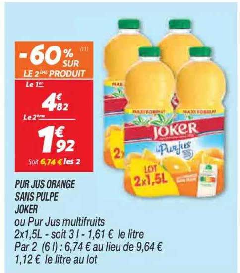 Promo Pur Jus Orange Sans Pulpe Joker chez Netto - iCatalogue.fr