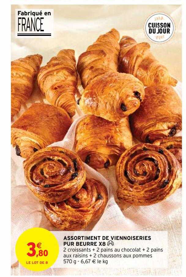 Promo Assortiment De Viennoiseries Pur Beurre X8 chez Intermarché ...