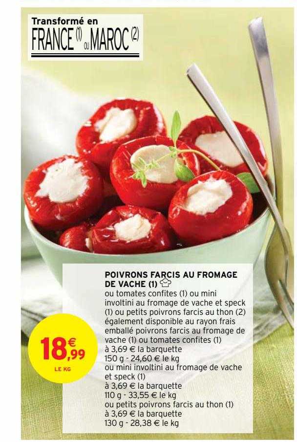 Promo Poivrons Farcis Au Fromage De Vache chez Intermarché - iCatalogue.fr
