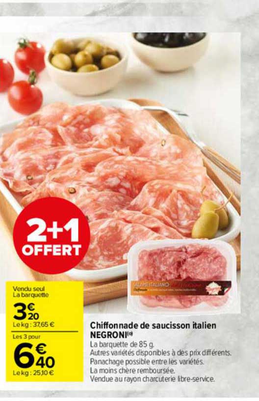Promo Chiffonnade De Saucisson Italien Negroni chez Carrefour Market ...