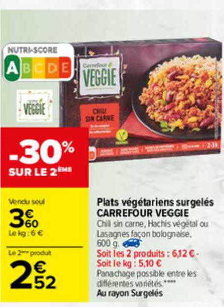 Promo Plats Végétariens Surgelés Carrefour Veggie chez Carrefour ...