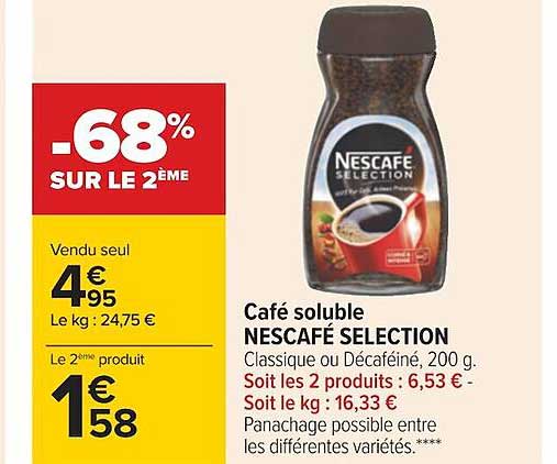Promo Café Soluble Nescafé Selection chez Carrefour - iCatalogue.fr