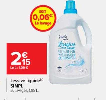 Promo Lessive Liquide Simpl chez Carrefour - iCatalogue.fr