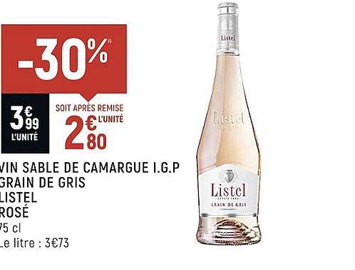 Promo Vin Sable De Camargue I.g.p. Grain De Gris Listel Rosé chez Spar ...