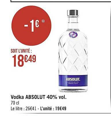 Promo Vodka Absolut 40% Vol. chez Casino Supermarchés - iCatalogue.fr