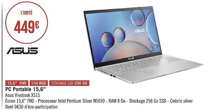 Promo Pc Portable 15,6" Asus chez Géant Casino - iCatalogue.fr