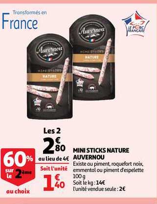 Promo Mini Sticks Nature Auvernou chez Auchan - iCatalogue.fr