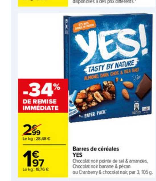 Promo Barres De Céréales Yes chez Carrefour - iCatalogue.fr