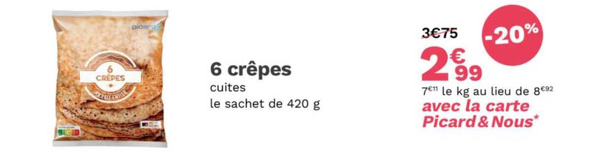 Promo 6 Crêpes chez Picard - iCatalogue.fr