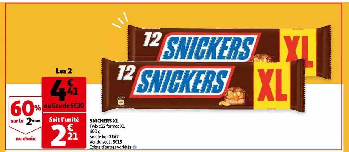 Promo Snickers Xl chez Auchan - iCatalogue.fr