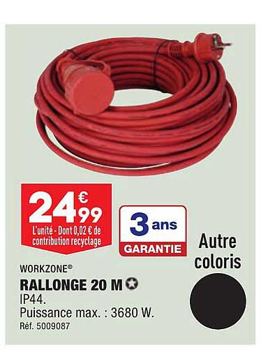 Promo Rallonge 20m Workzone chez Aldi - iCatalogue.fr