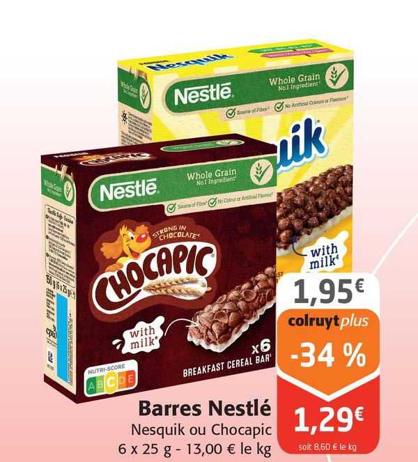Promo Barres Nestlé Nesquik Ou Chocapic chez Colruyt - iCatalogue.fr