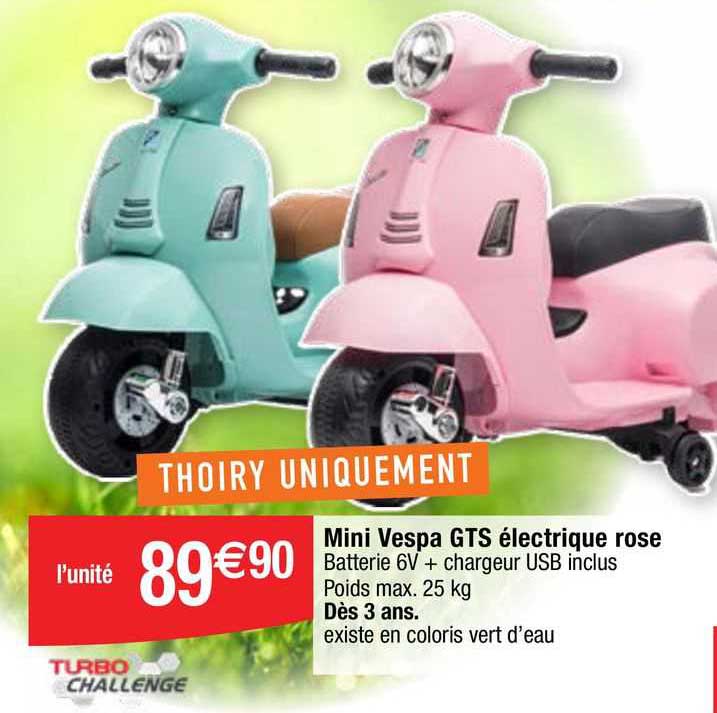 Promo Mini Vespa Gts électrique Rose Turbo Challenge chez Migros France ...
