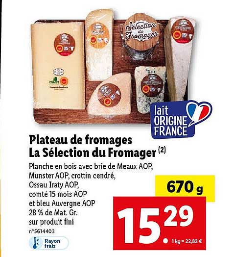 Promo Plateau De Fromages La Sélection Du Fromager chez Lidl ...