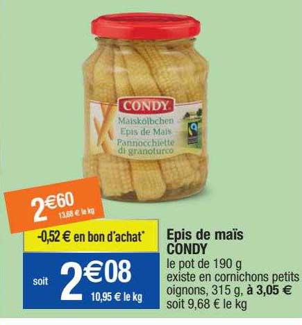 Promo épis De Maïs Condy chez Migros France - iCatalogue.fr