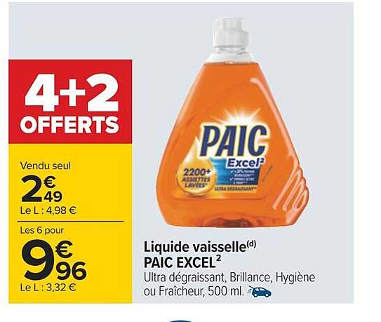 Promo Liquide Vaisselle Paic Excel chez Carrefour - iCatalogue.fr
