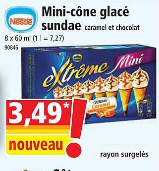 Offre Mini-cône Glacé Sundae Caramel Et Chocolat Nestlé chez Norma