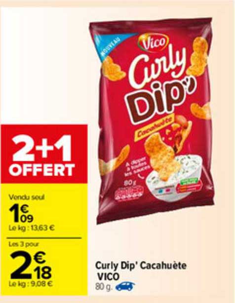 Promo Curly Dip' Cacahuète Vico chez Carrefour - iCatalogue.fr