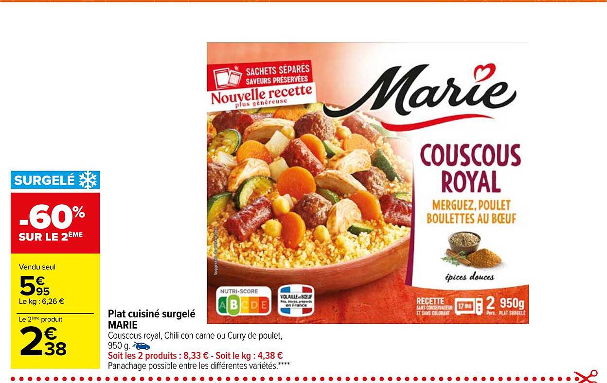Offre Plat Cuisiné Surgelé Marie chez Carrefour Market