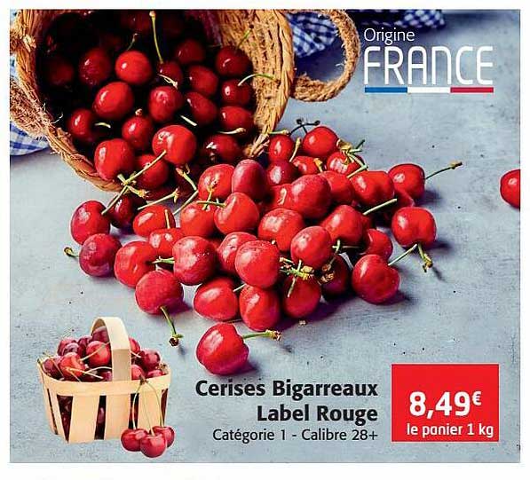 Promo Cerises Bigarreaux Label Rouge chez Colruyt - iCatalogue.fr
