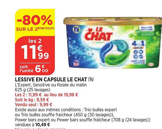 Promo Lessive En Capsule Le Chat chez Atac - iCatalogue.fr