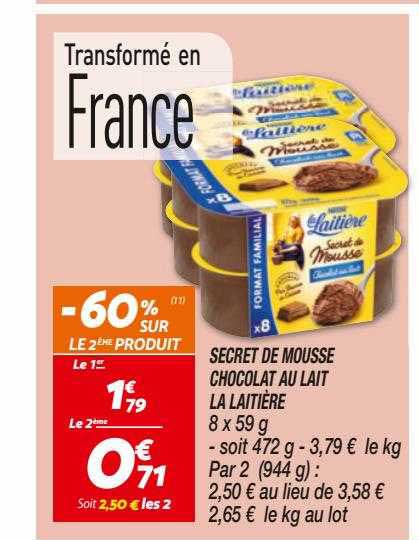Promo Secret De Mousse Chocolat Au Lait La Laitière Nestlé chez Netto ...