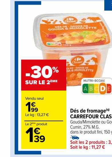 Promo Dés De Fromage Carrefour Classic chez Carrefour Market ...