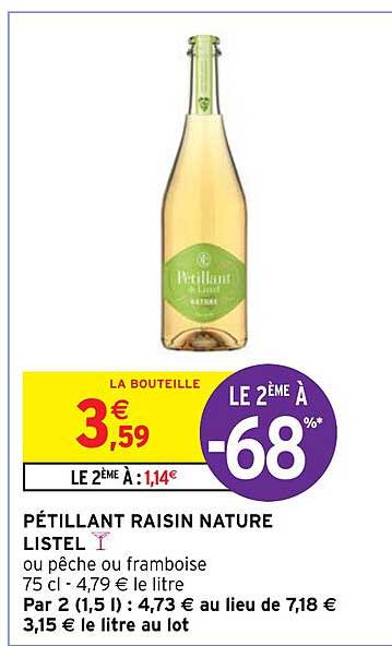 Promo Pétillant Raisin Nature Listel chez Intermarché Hyper - iCatalogue.fr