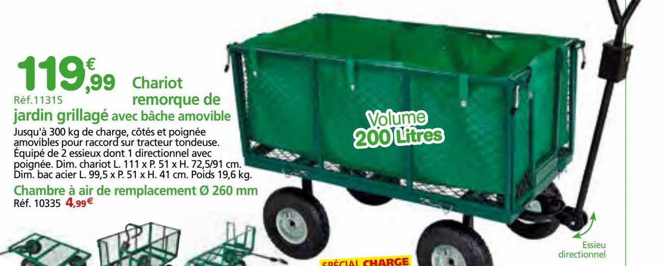 Promo Chariot Remorque De Jardin Grillagé Avec Bâche Amovible chez ...