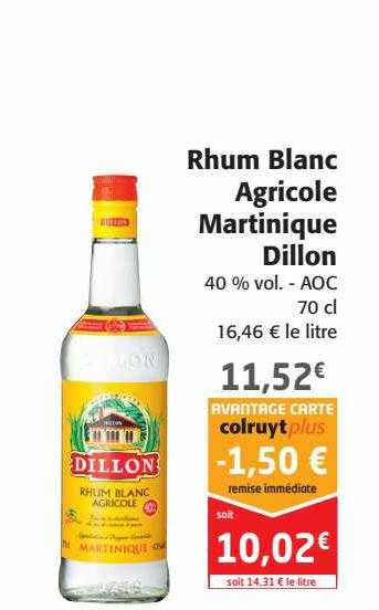 Promo Rhum Blanc Agricole Martinique Dillon chez Colruyt - iCatalogue.fr