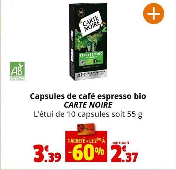 Promo Capsules De Café Espresso Bio Carte Noire chez Coccinelle ...