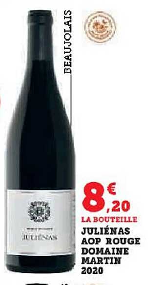 Promo Juliénas Aop Rouge Domaine Martin 2020 chez Hyper U - iCatalogue.fr