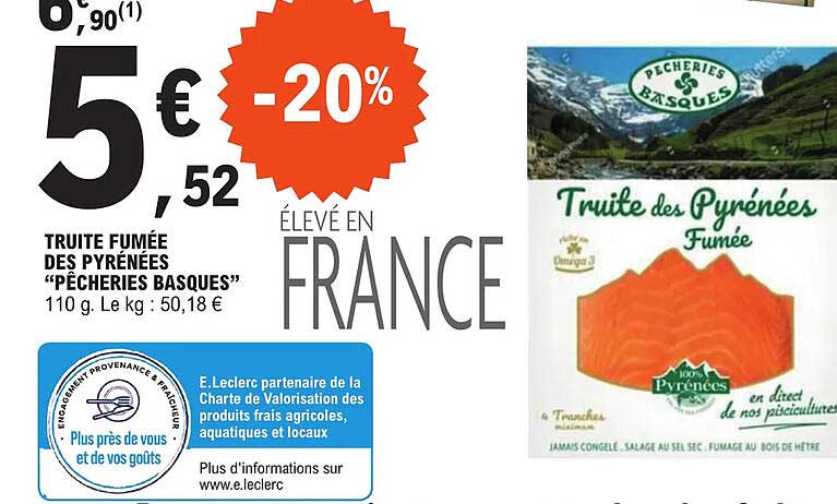 Promo Truite Fumée Des Pyrénées "pêcheries Basques" chez E.Leclerc ...