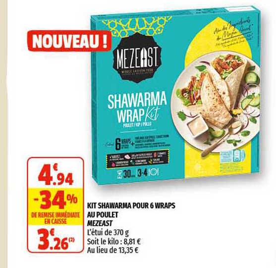 Promo Kit Shawarma Pour 6 Wraps Au Poulet Mezeast chez Coccinelle ...