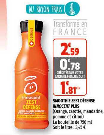 Promo Smoothie Zest Défense Innocent Plus chez Coccinelle Supermarché ...