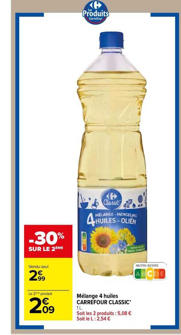 Promo Mélange 4 Huiles Carrefour Classic' chez Carrefour Market ...