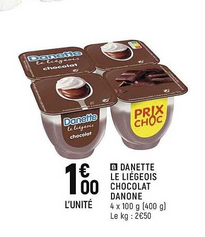 Promo Danette Le Liégeois Chocolat Danone chez Spar - iCatalogue.fr