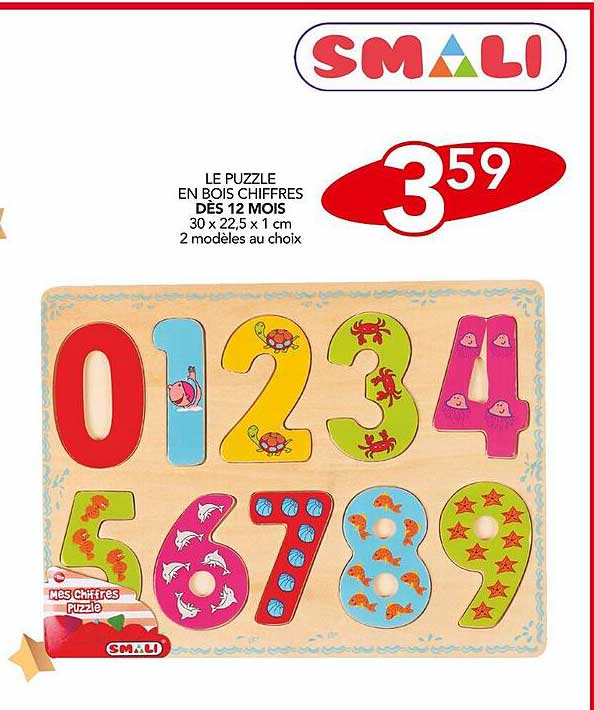 Promo Le Puzzle En Bois Chiffres Smali chez Stokomani - iCatalogue.fr
