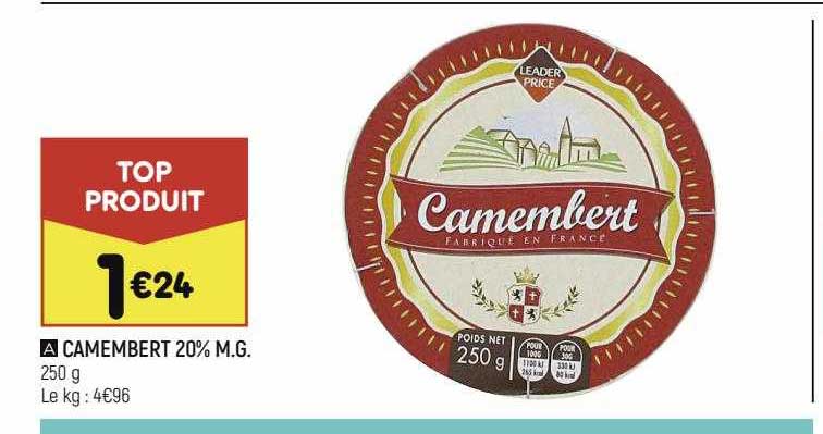 Promo Camembert 20% M.g. chez Leader Price - iCatalogue.fr