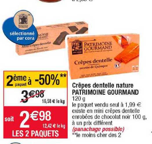 Promo Crêpes Dentelle Nature Patrimoine Gourmand chez Cora - iCatalogue.fr